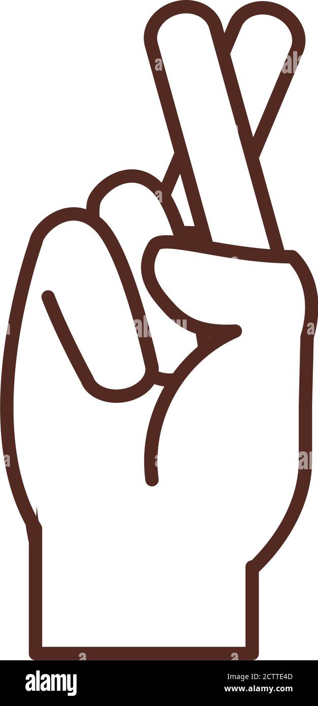 sign language hand gesture indicating r letter vector illustration line ...