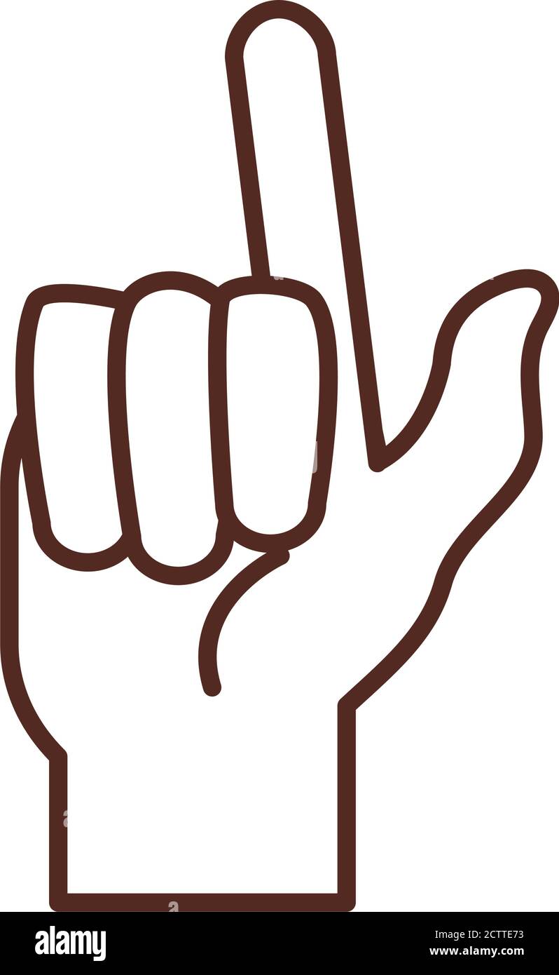 sign language hand gesture indicating l letter vector illustration line ...