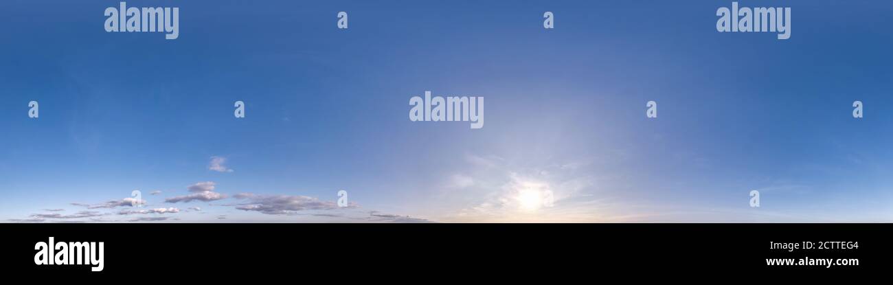 Seamless clear blue sky hdri panorama 360 degrees angle view with ...