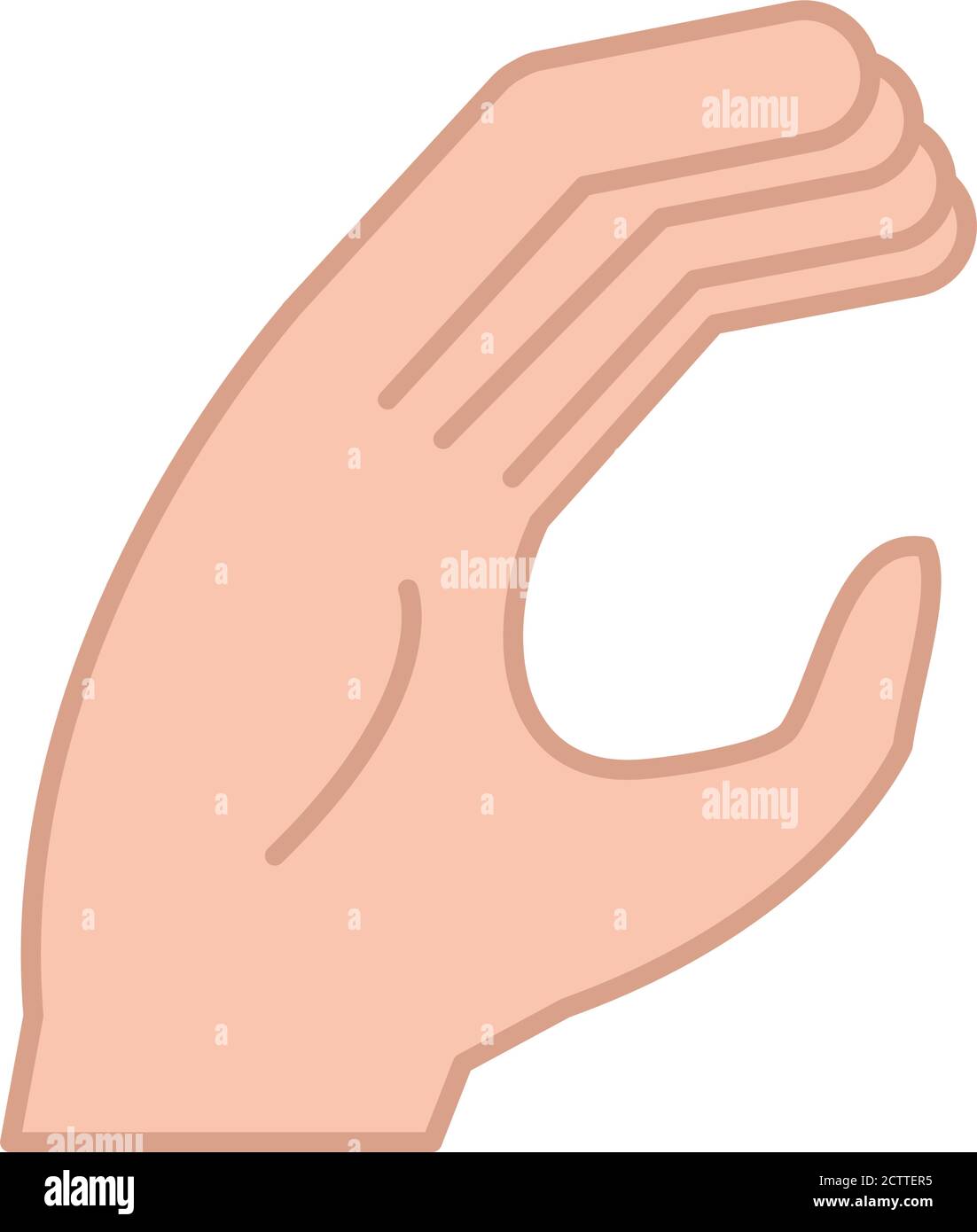 sign language hand gesture indicating c letter vector illustration line ...