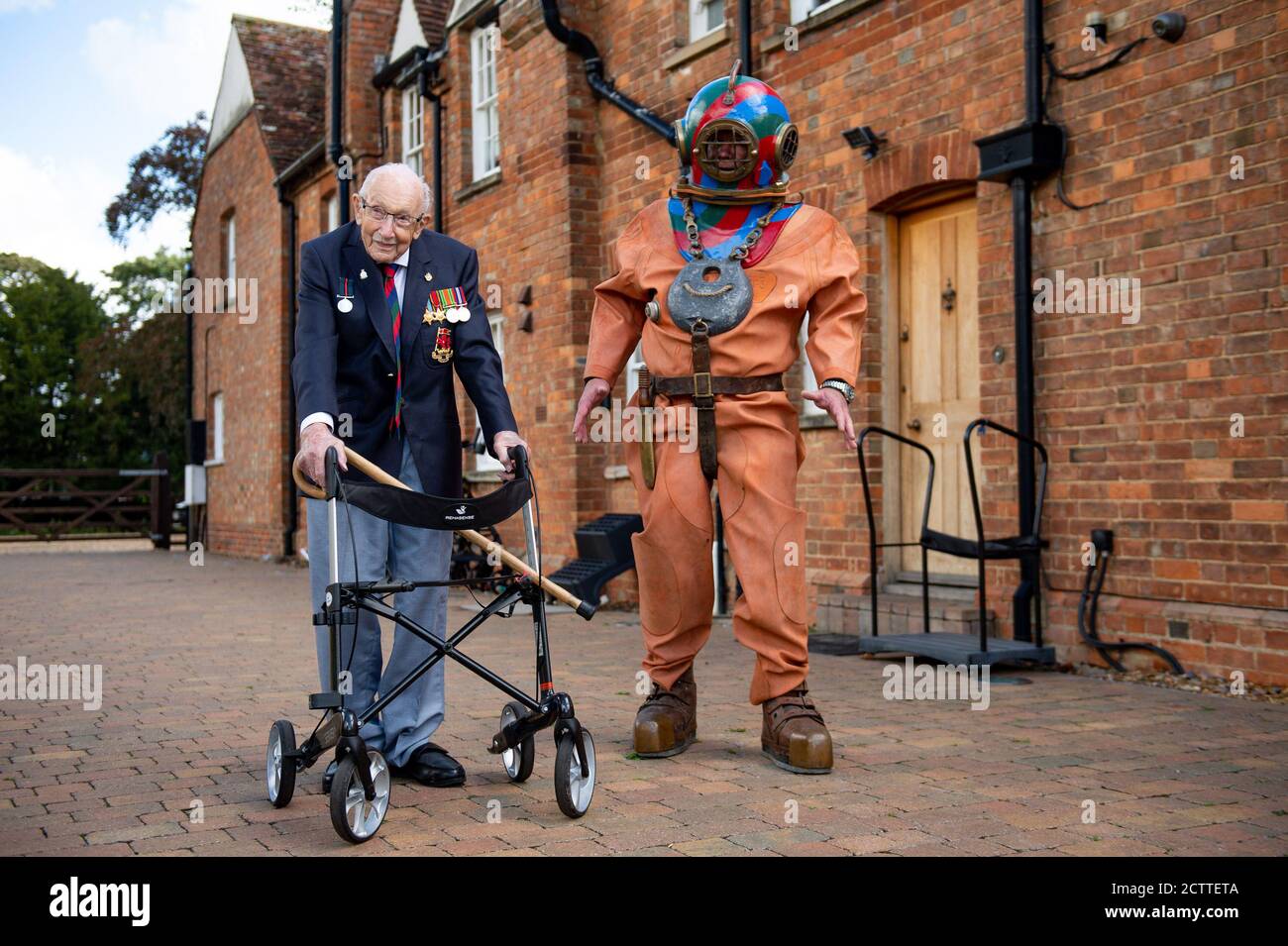 Captain Sir Tom Moore in Marston Moretaine, Bedford with veteran ...