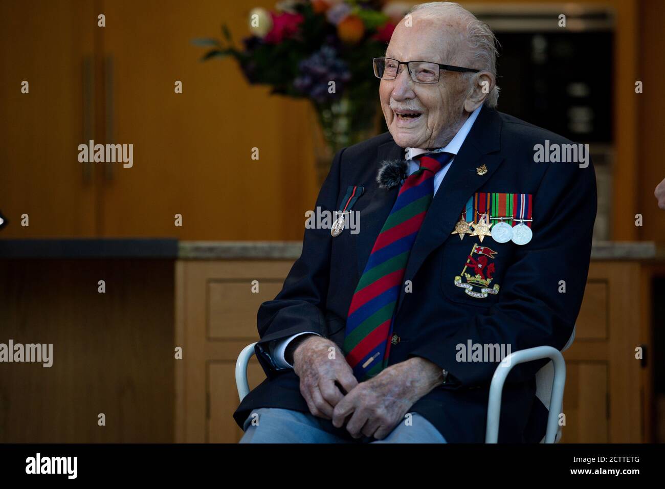 Captain Sir Tom Moore in Marston Moretaine, Bedford with veteran ...