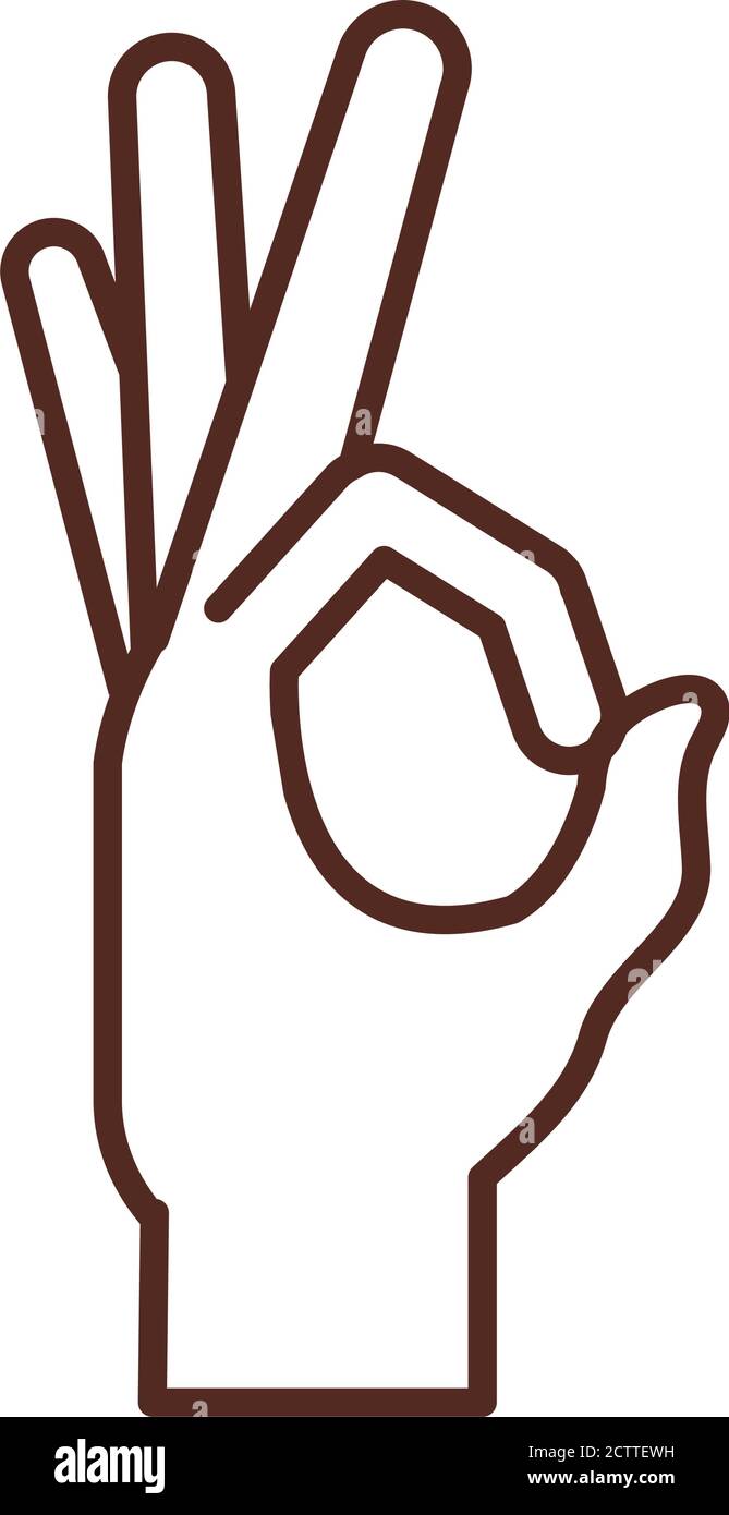 sign language hand indicating ok gesture vector illustration line icon ...
