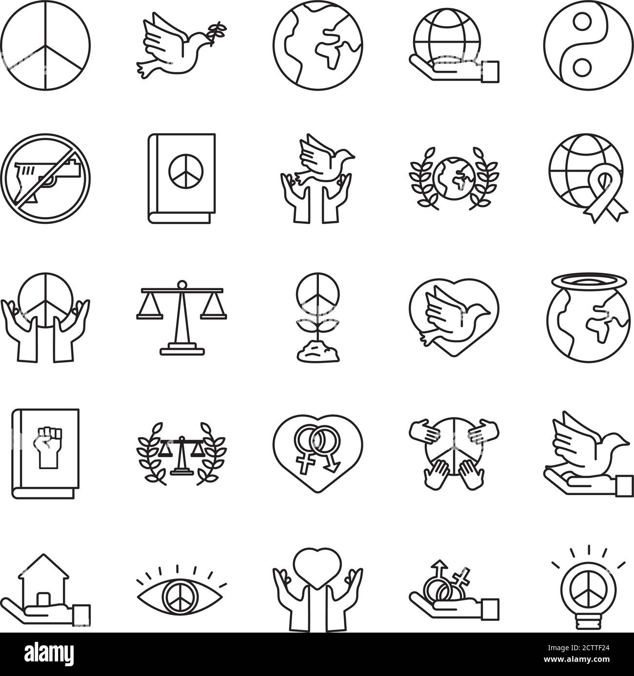 bundle of twenty five human rights line style set icons vector ...