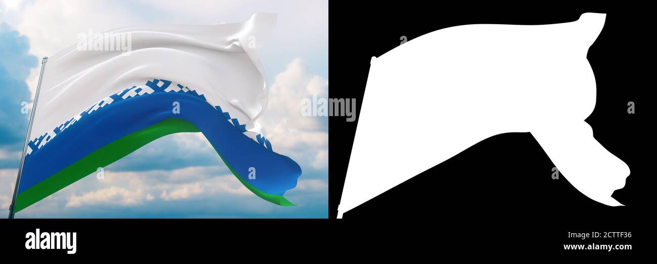 Flag of Nenets Autonomous Okrug. High resolution close-up 3D ...