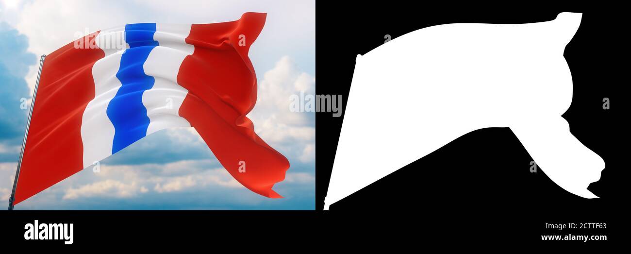 Flag of Omsk Oblast. High resolution close-up 3D illustration. Flags of ...