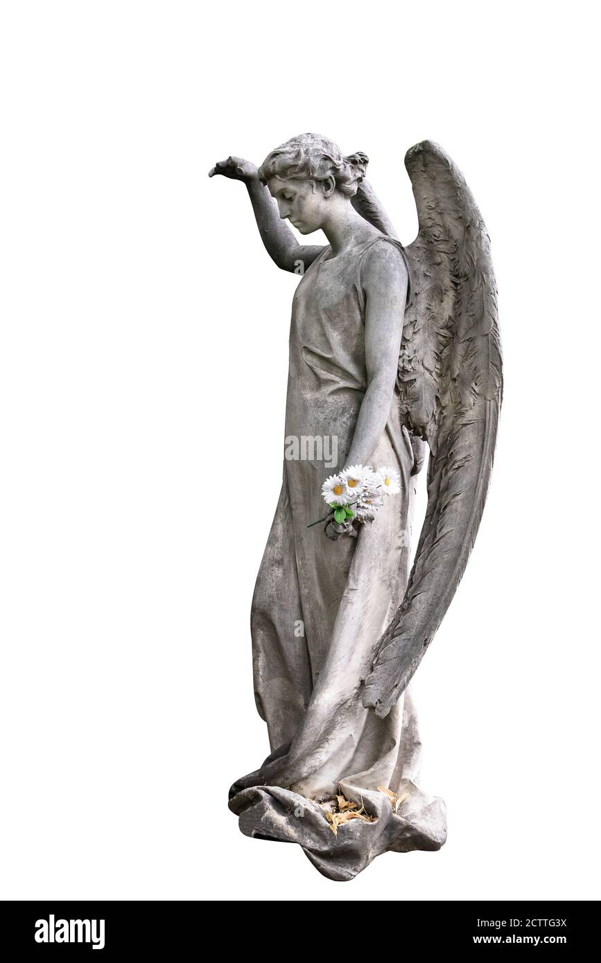 Statue of a young angel isolated on white Stock Photo - Alamy