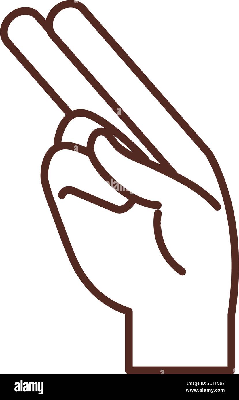 sign language hand gesture indicating h letter vector illustration line ...