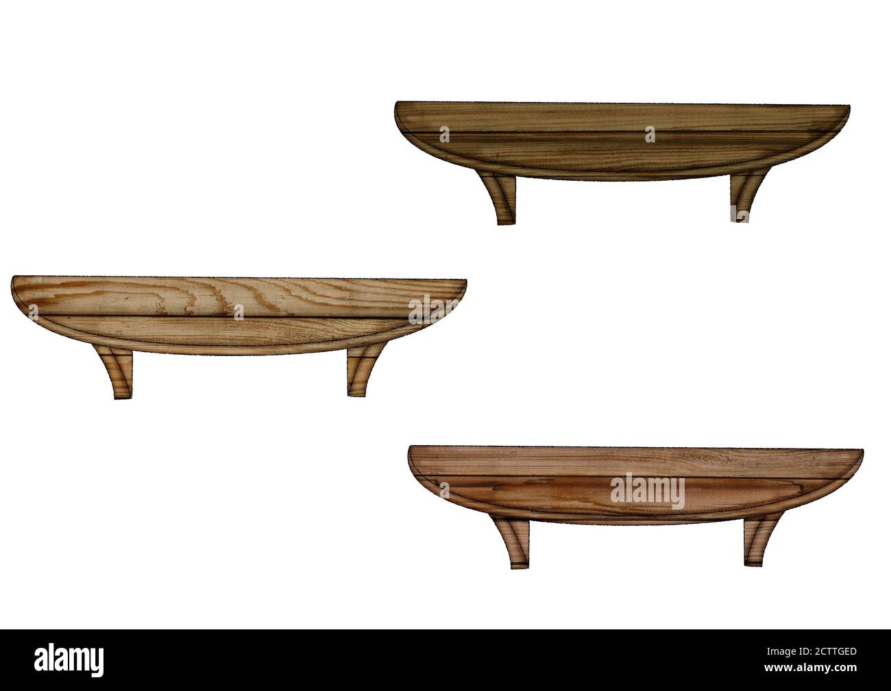 Rounded wooden shelf. Isolated cartoon illustration on a white ...