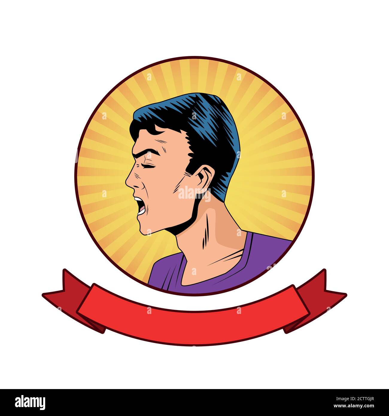 angry man profile pop art style character vector illustration design ...