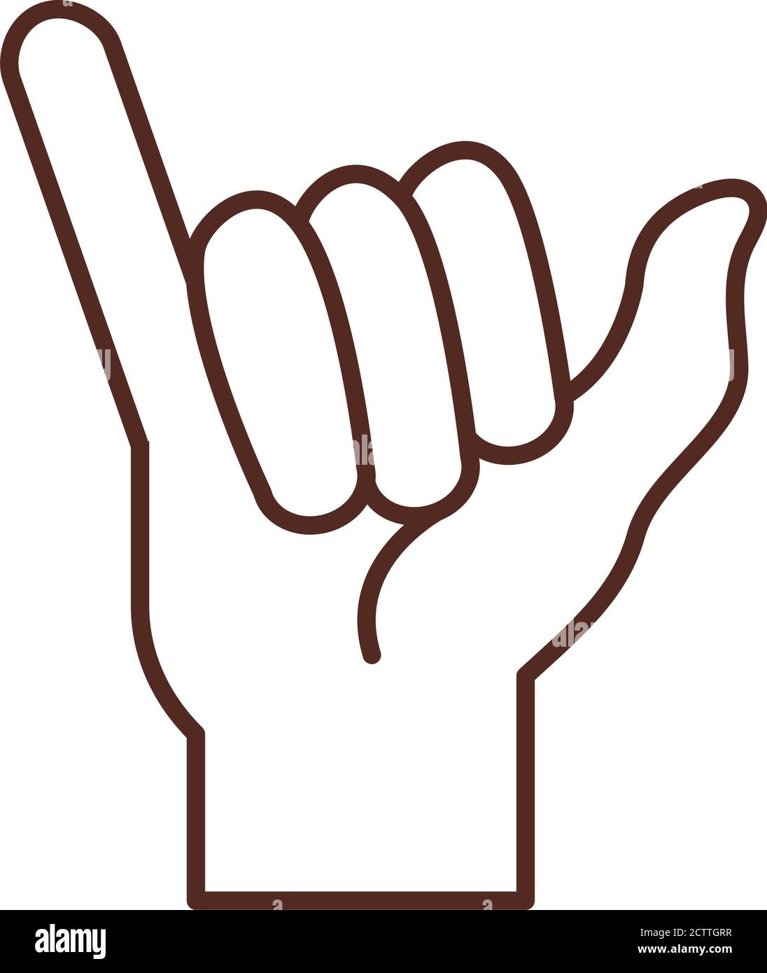 sign language hand gesture indicating y letter vector illustration line ...