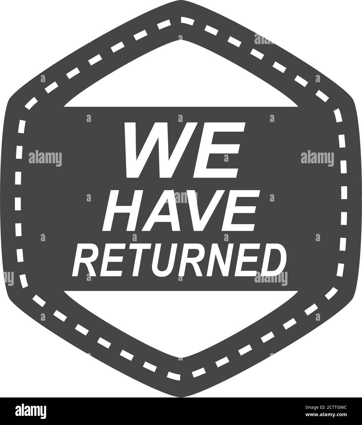 we have returned, opened message geometric sticker vector illustration ...
