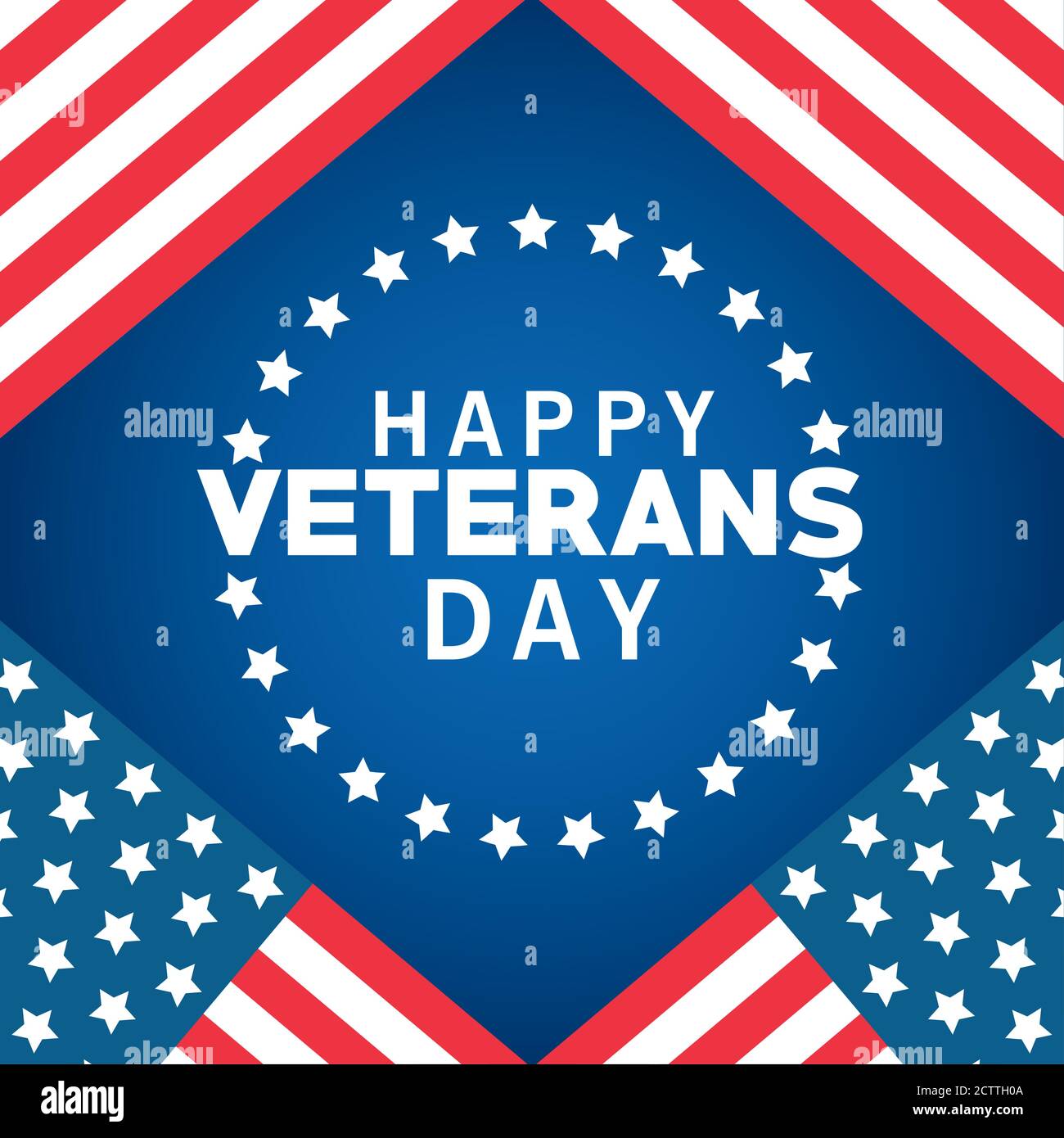 happy veterans day lettering with stars around and usa flag frame ...