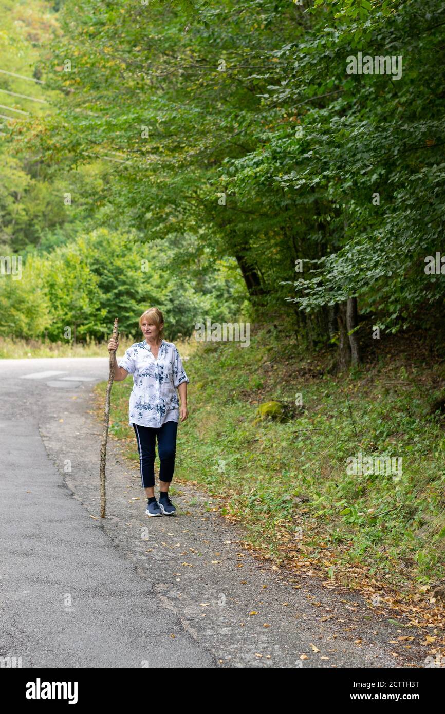 Senior woman in nature. Outdoor healthy lifestyle Stock Photo - Alamy