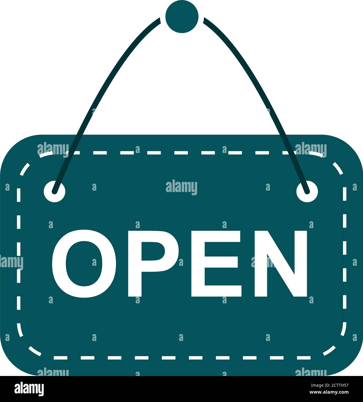 hanging black sign board open lettering vector illustration flat icon ...