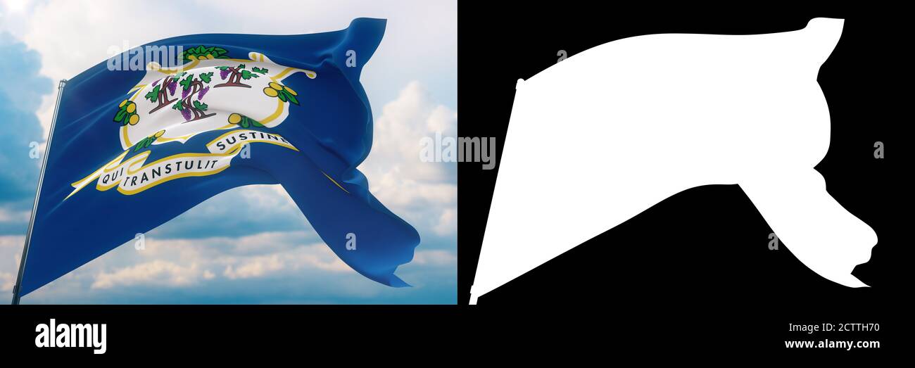 Flags of the states of USA. State of Connecticut flag. 3D illustration ...