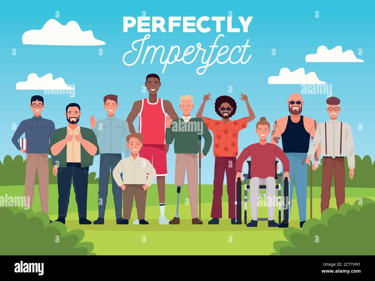 perfectly imperfect people group characters in the camp scene vector ...
