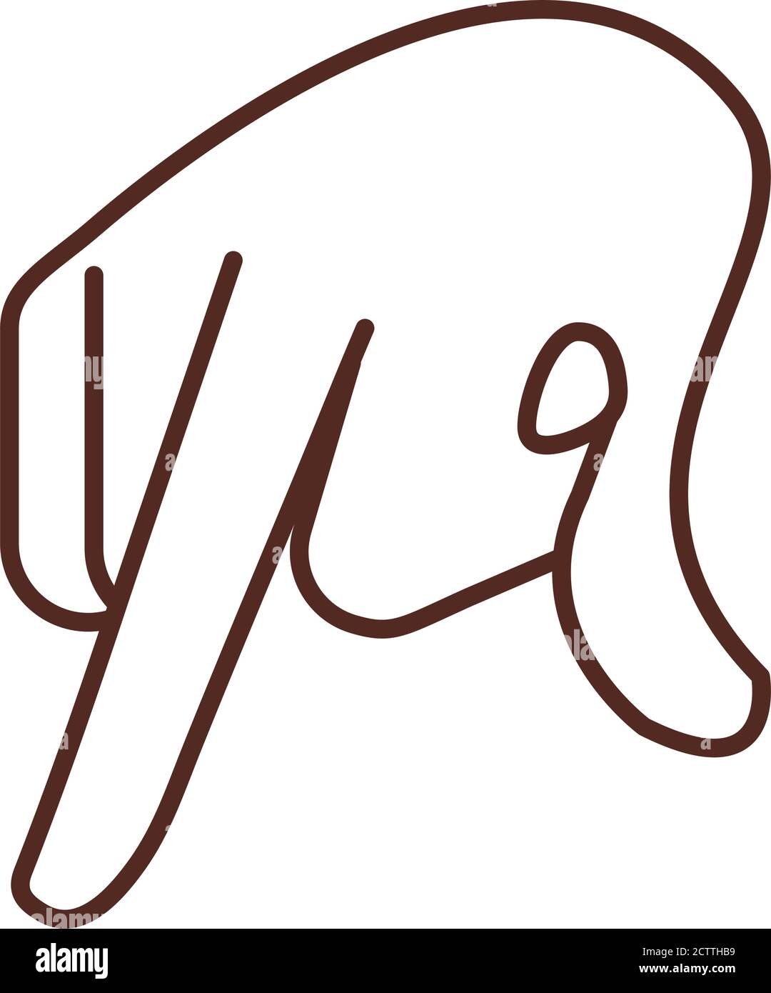 sign language hand gesture indicating q letter vector illustration line ...