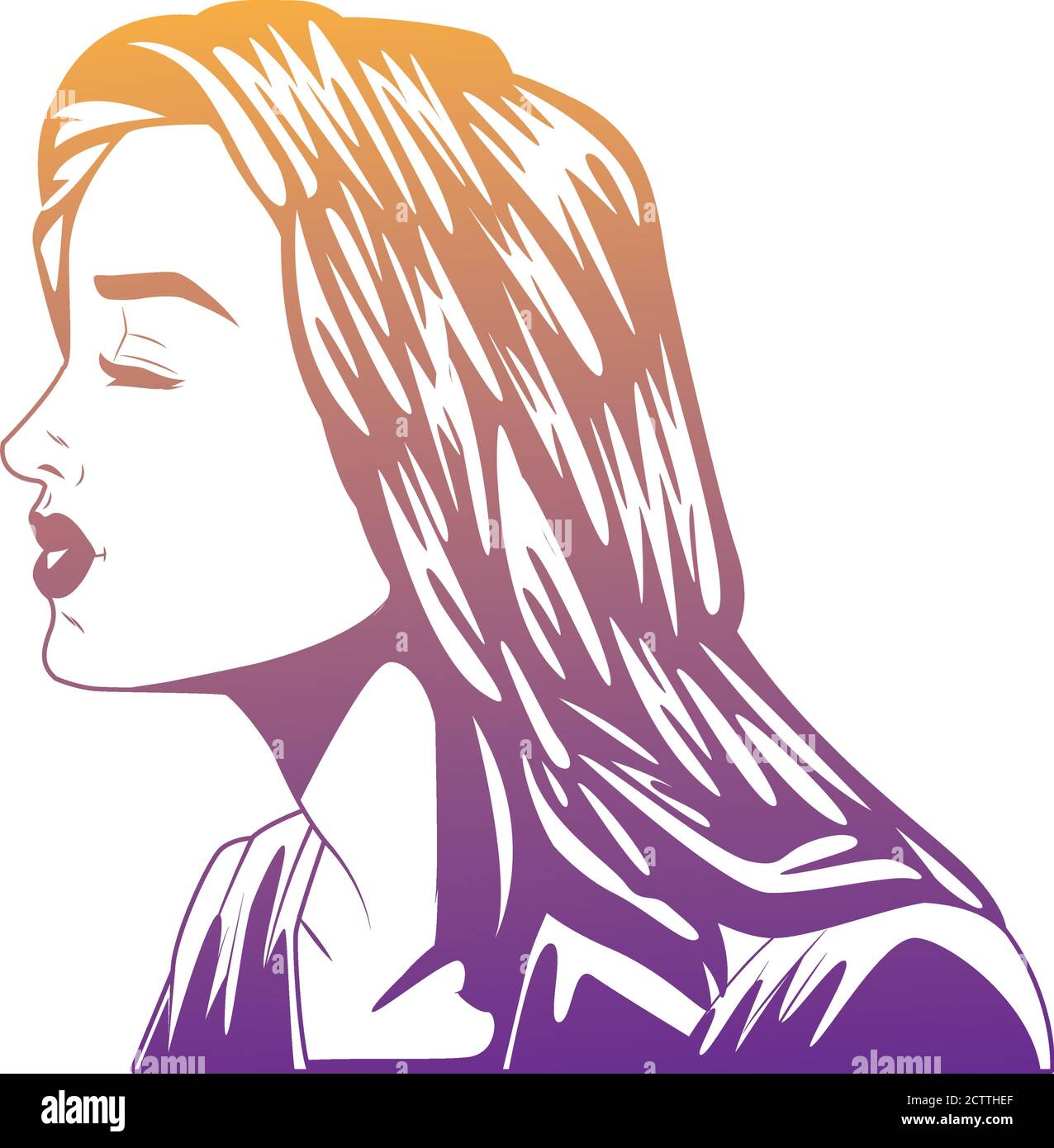 young woman profile pop art style character vector illustration design ...