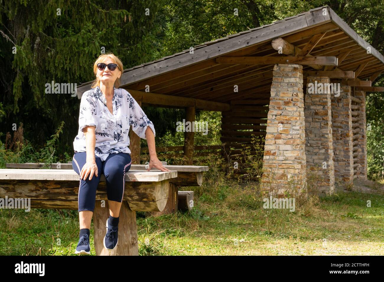 Senior woman in nature. Outdoor healthy lifestyle Stock Photo - Alamy