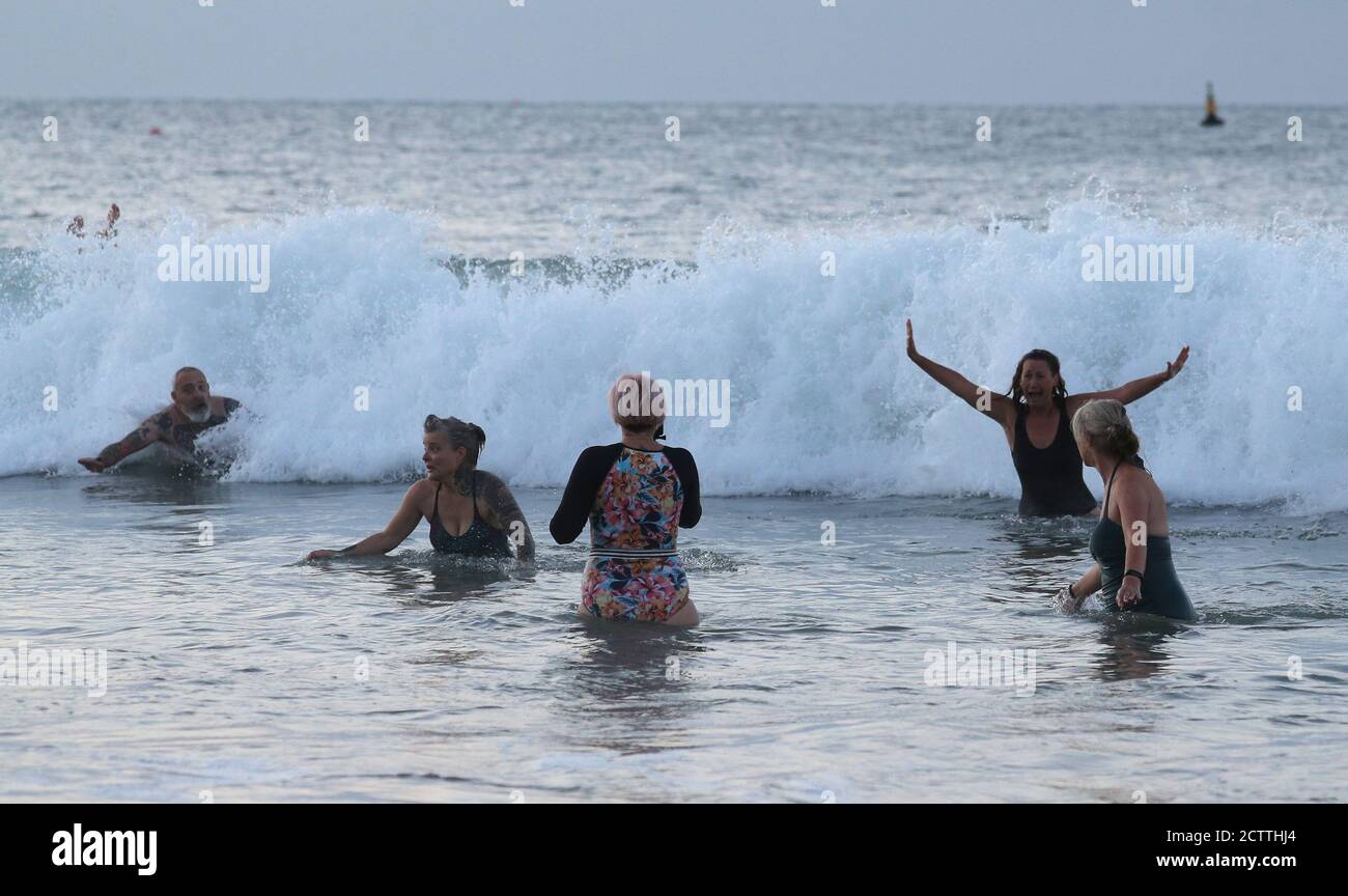 Boscombe beach swimmers hi-res stock photography and images - Alamy
