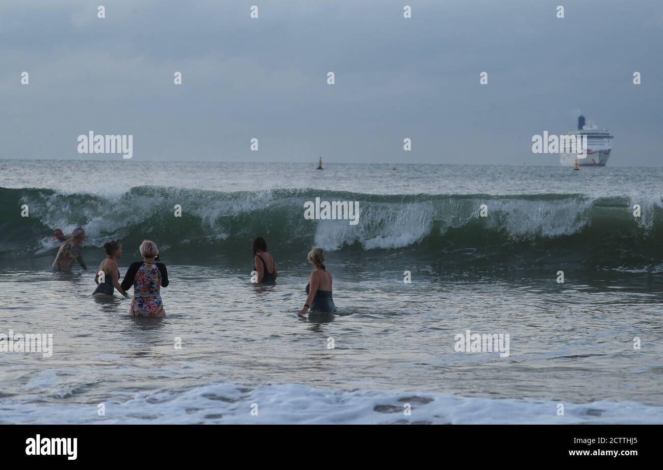 Boscombe beach swimmers hi-res stock photography and images - Alamy