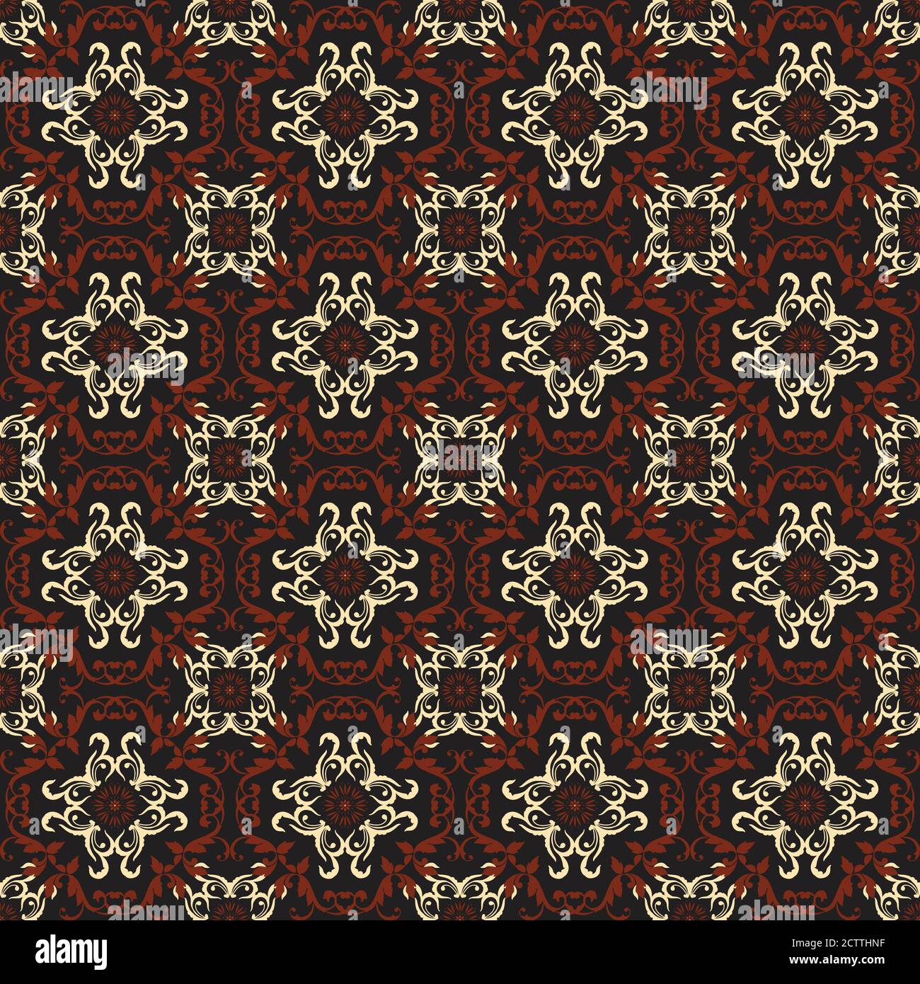 Art work javanese batik with beautiful motif and seamless dark brown ...