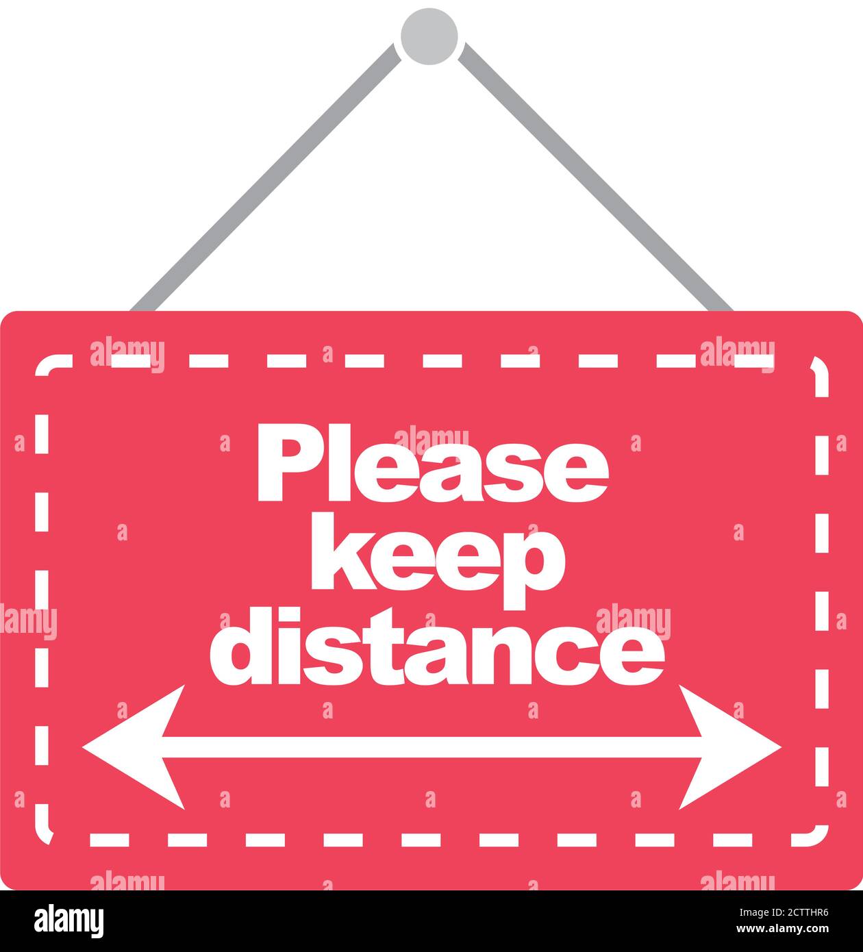 hanging signboard please keep distance text vector illustration flat ...