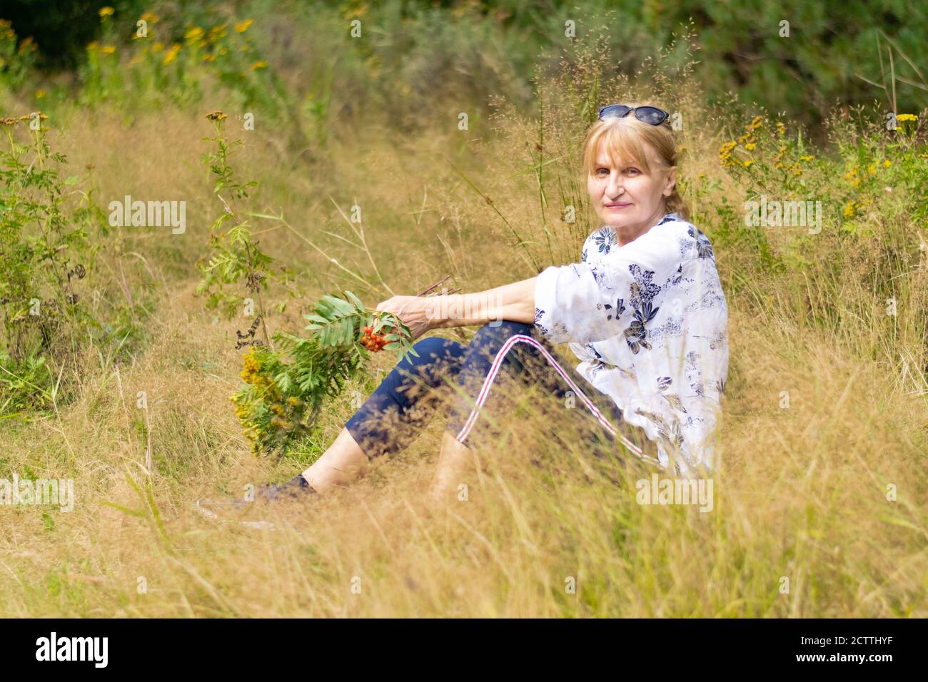 Senior woman in nature. Outdoor healthy lifestyle Stock Photo - Alamy
