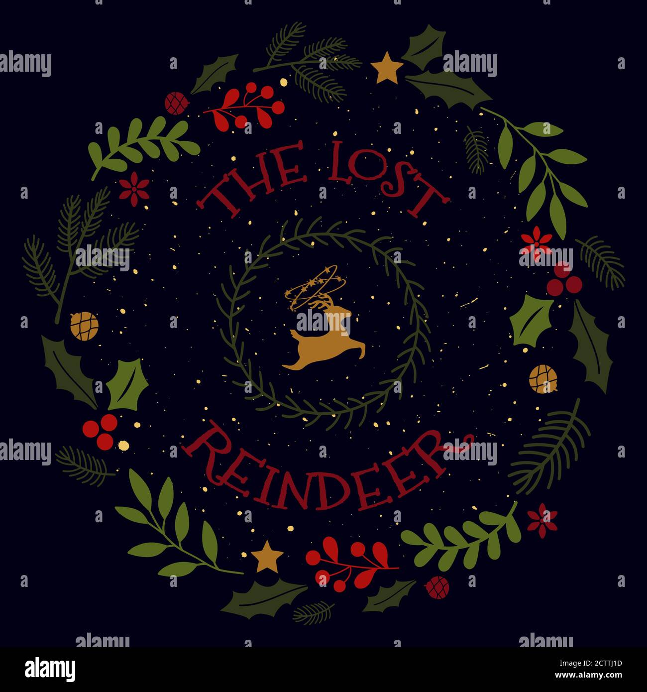The lost reindeer funny text art seasonal illustration with different ...