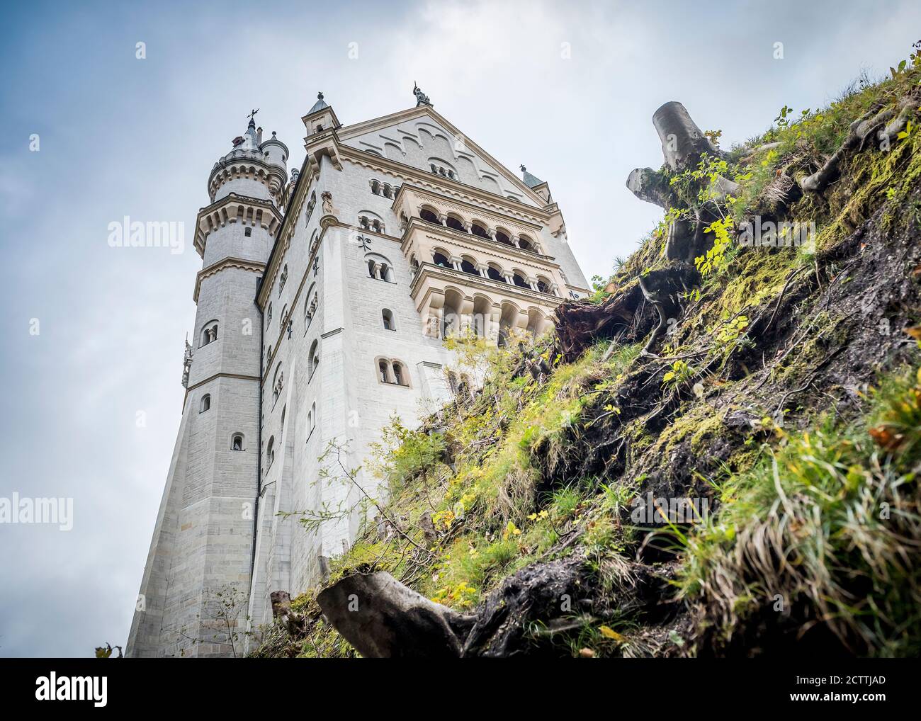 A view of Neuschwanstein castle of Bavarian King Ludvig II in autumn in ...