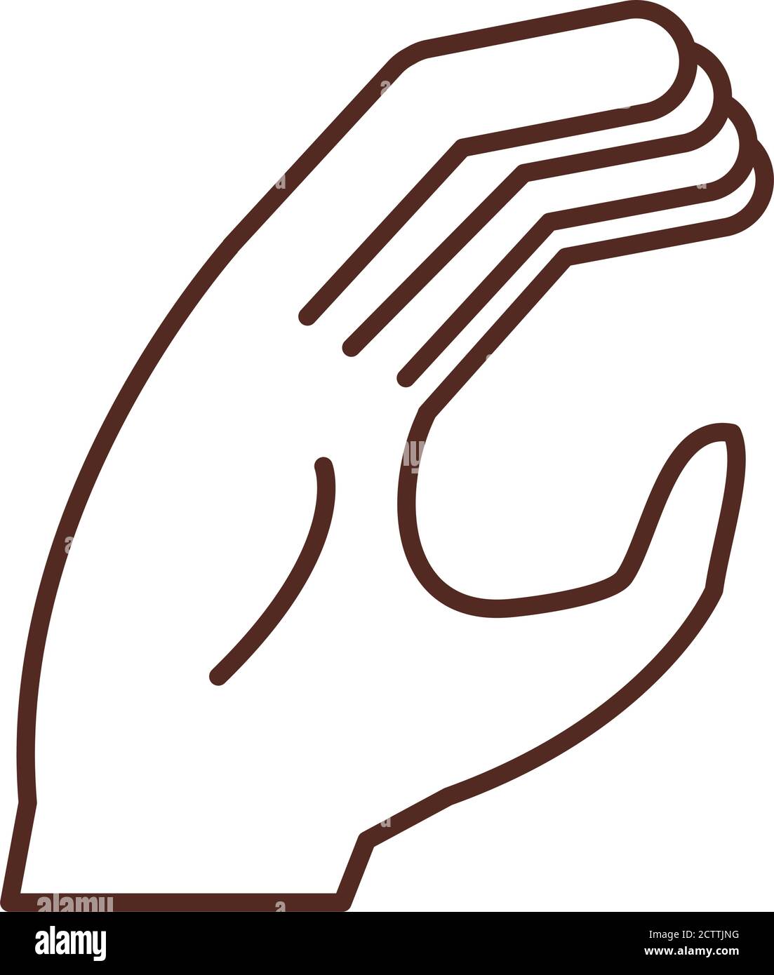 sign language hand gesture indicating c letter vector illustration line ...