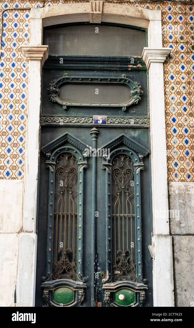 facade decorated with azulejos, hand-painted ceramic tiles, around ...