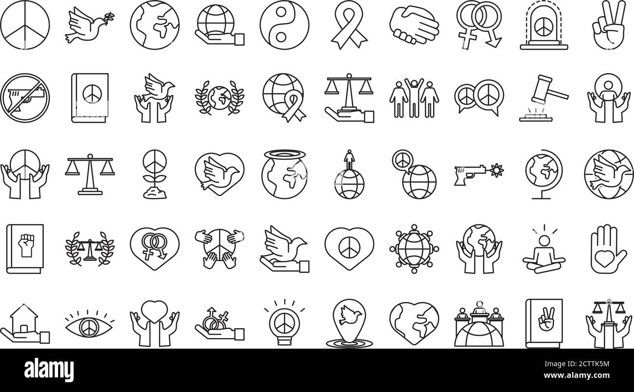bundle of fifty human rights line style set icons vector illustration ...