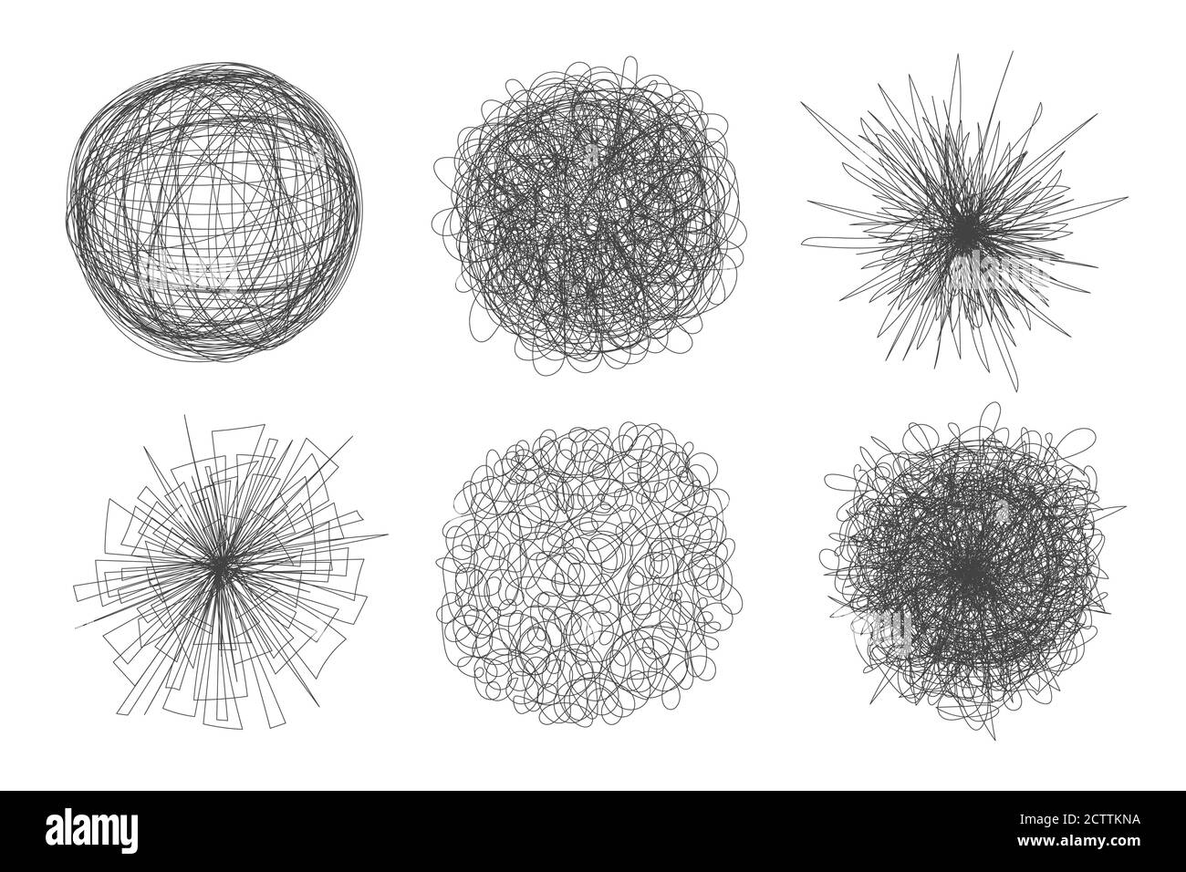 Tangled chaos abstract hand drawn messy scribble ball vector ...