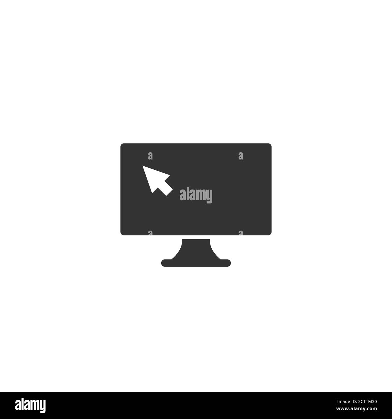 Black computer monitor with cursor arrow. isolated on white. Flat ...