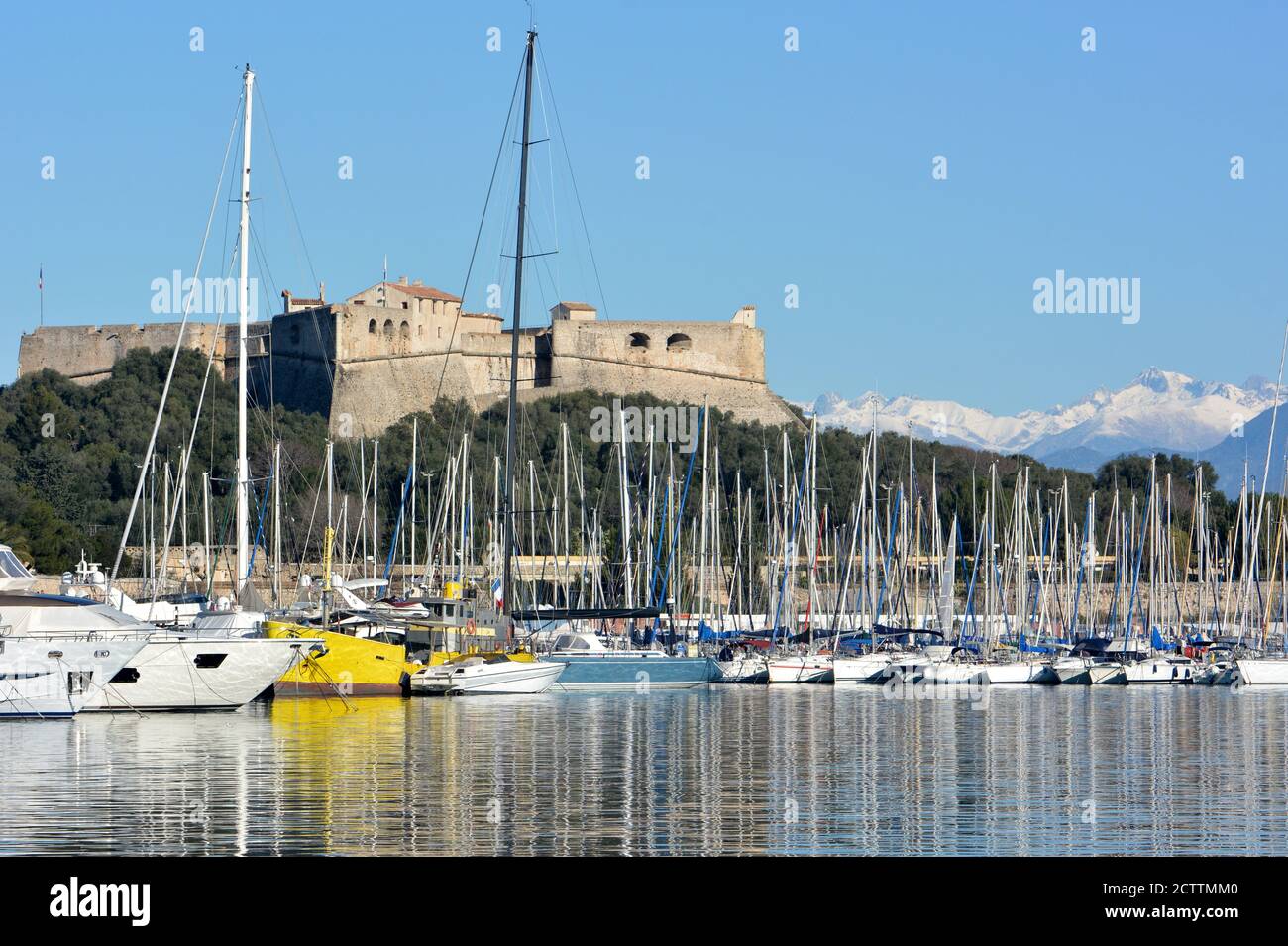 France, french riviera, Antibes, The port Vauban is overlooked by the ...