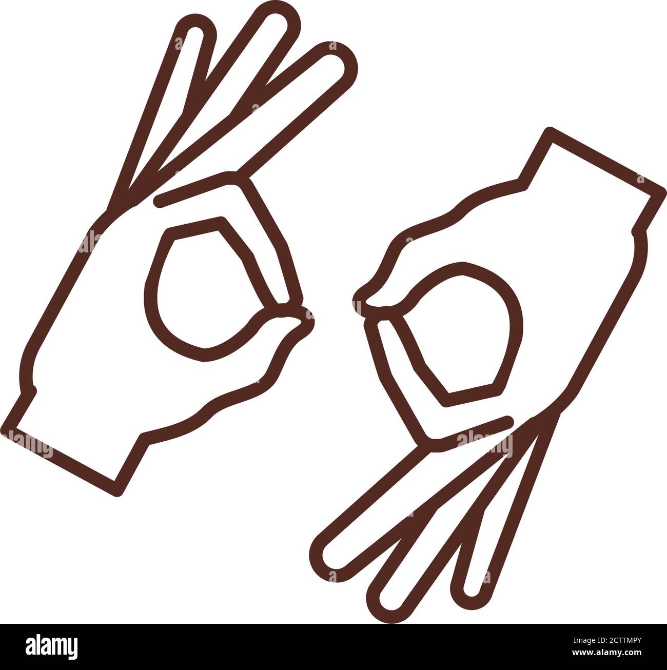 sign language interpreting hand gesture vector illustration line icon ...