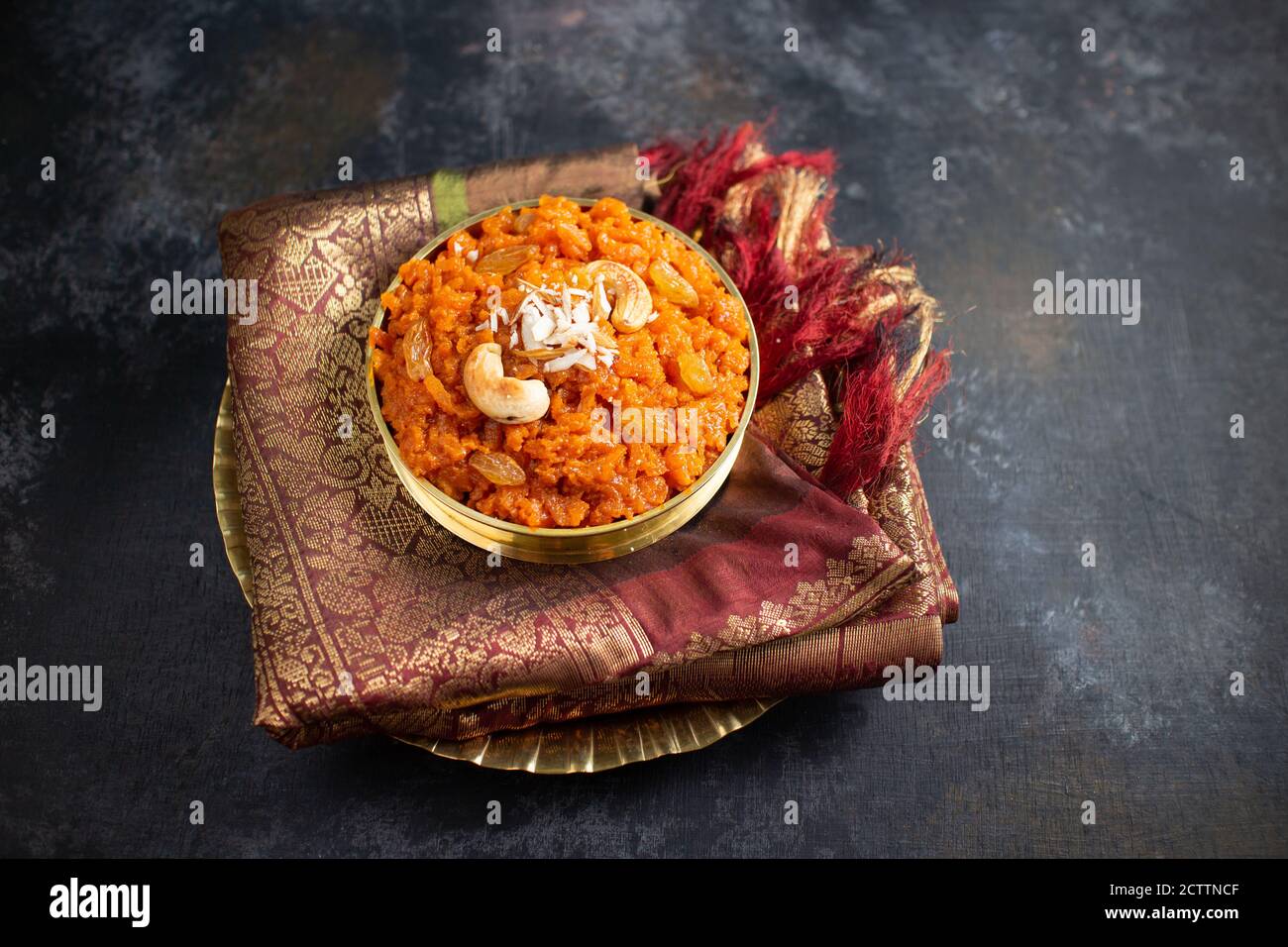 Indian Sweet carrot Halwa or Halva dessert festival sweet served in ...