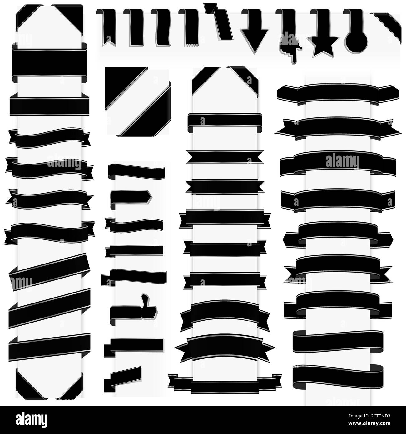 big collection of design retro banners colored black Stock Vector Image ...