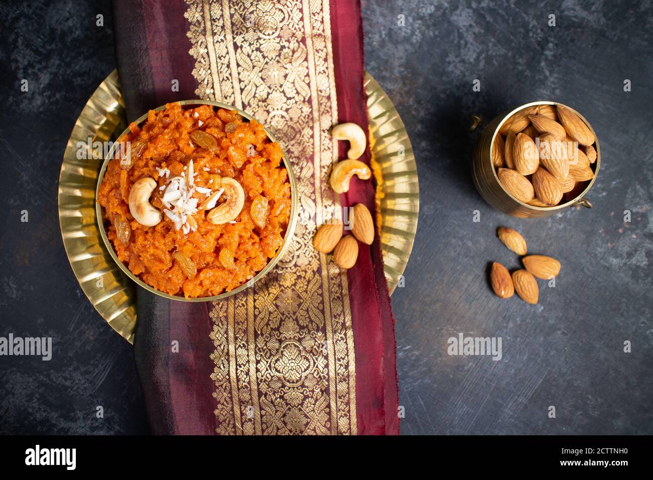 Indian Sweet carrot Halwa or Halva dessert festival sweet served in ...