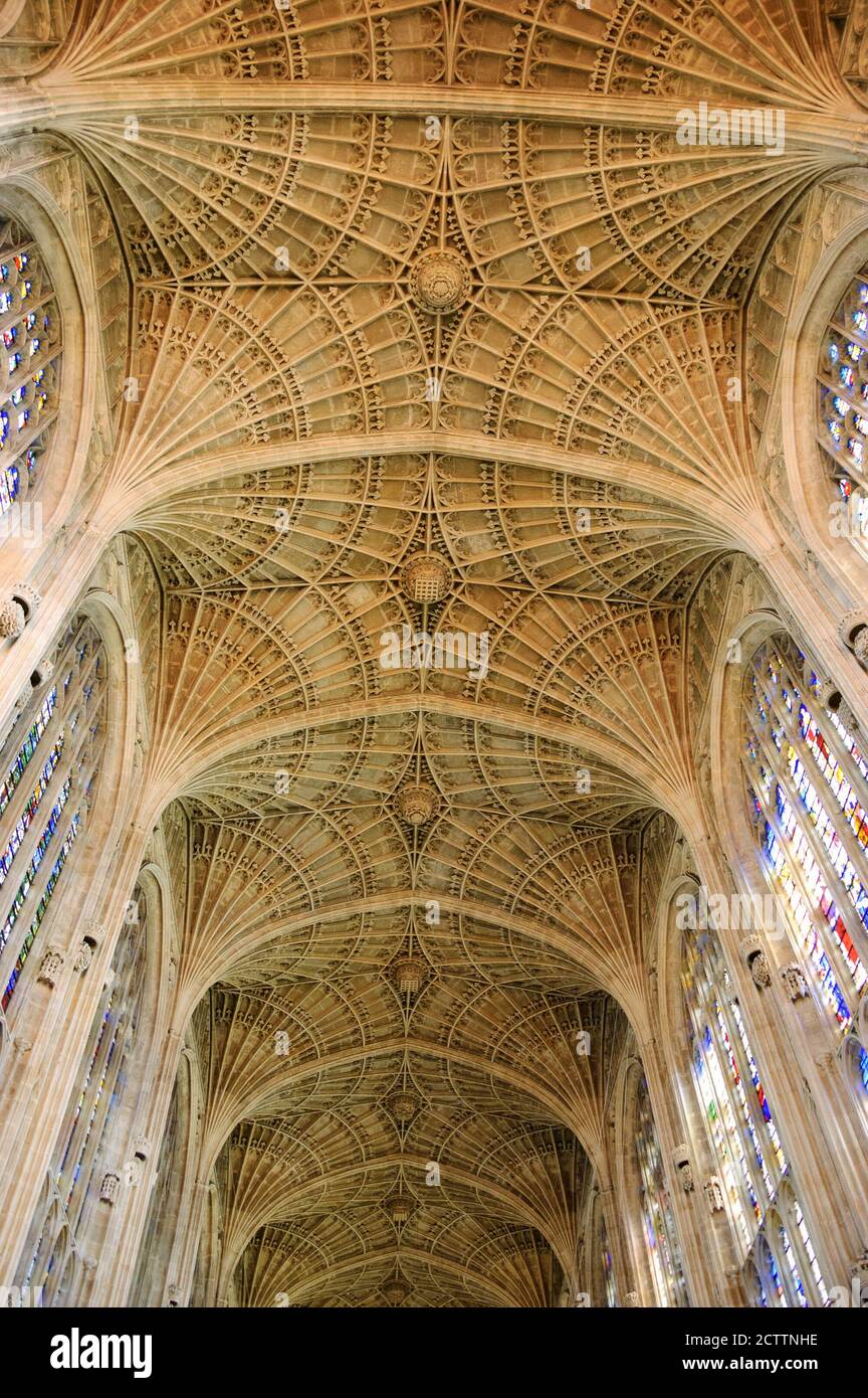 CAMBRIDGE, UK - AUGUST 16, 2017: King's college chapel interior in the ...