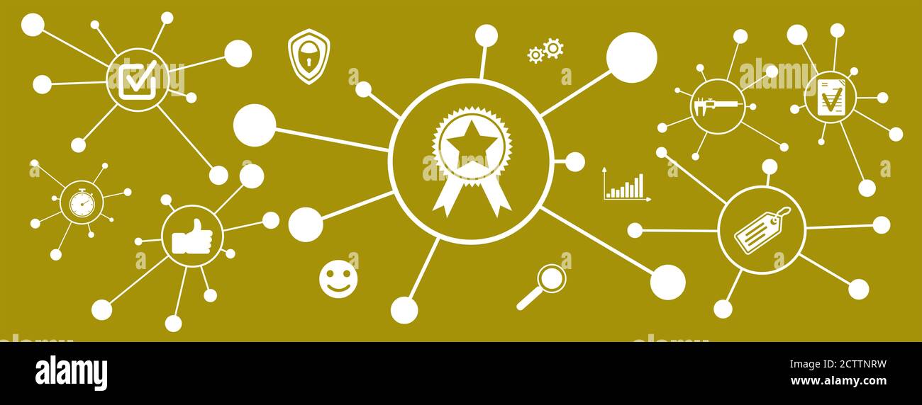 Concept of quality with connected icons Stock Photo - Alamy