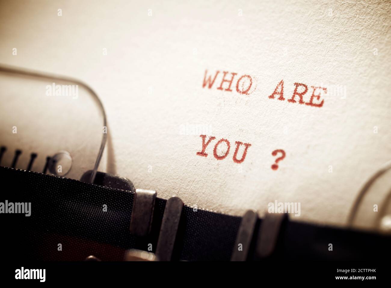 Who are you question written with a typewriter Stock Photo - Alamy