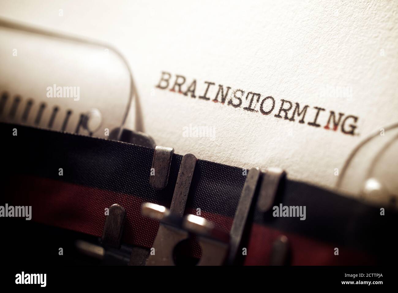 Brainstorming word written with a typewriter Stock Photo - Alamy