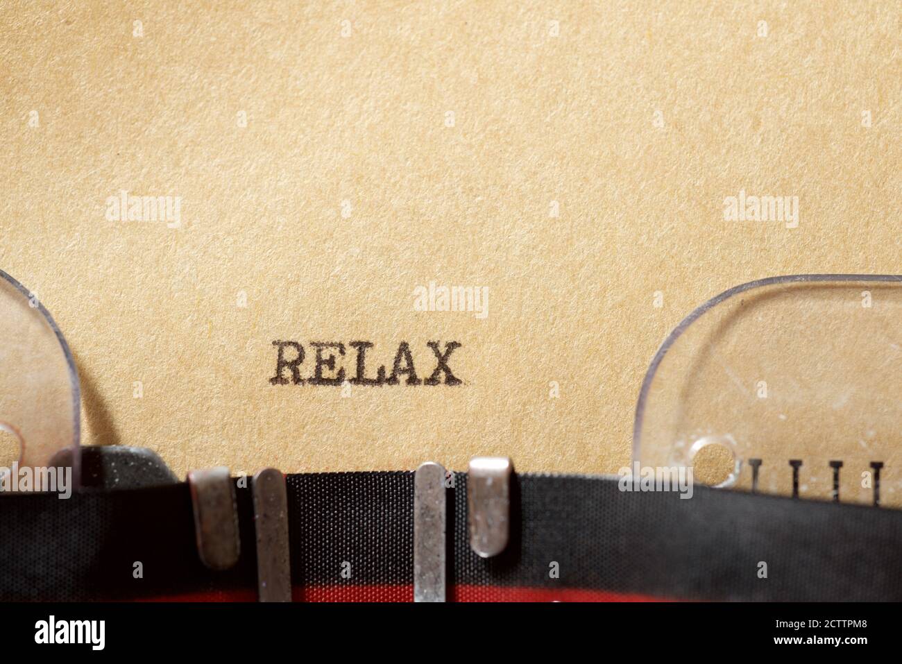 Relax word written with a typewriter Stock Photo - Alamy