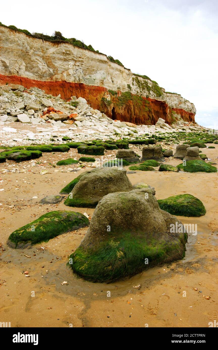Hunstanton cliffs (famous red and white striped cliffs at Norfolk, UK ...
