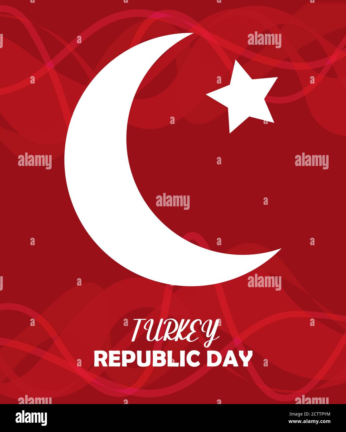turkey republic day, red background moon and star flag celebration ...