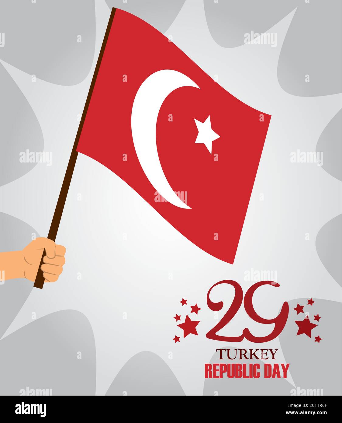 turkey republic day, hand holding flag in pole emblem vector ...