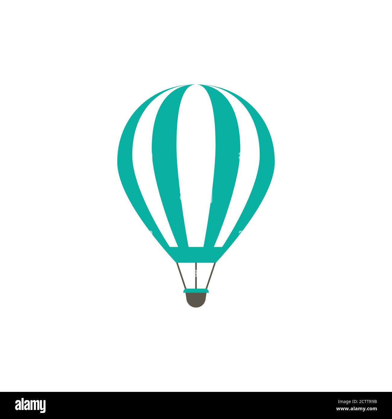 blue hot air balloon. Flat cartoon icon. Vector illustration isolated ...